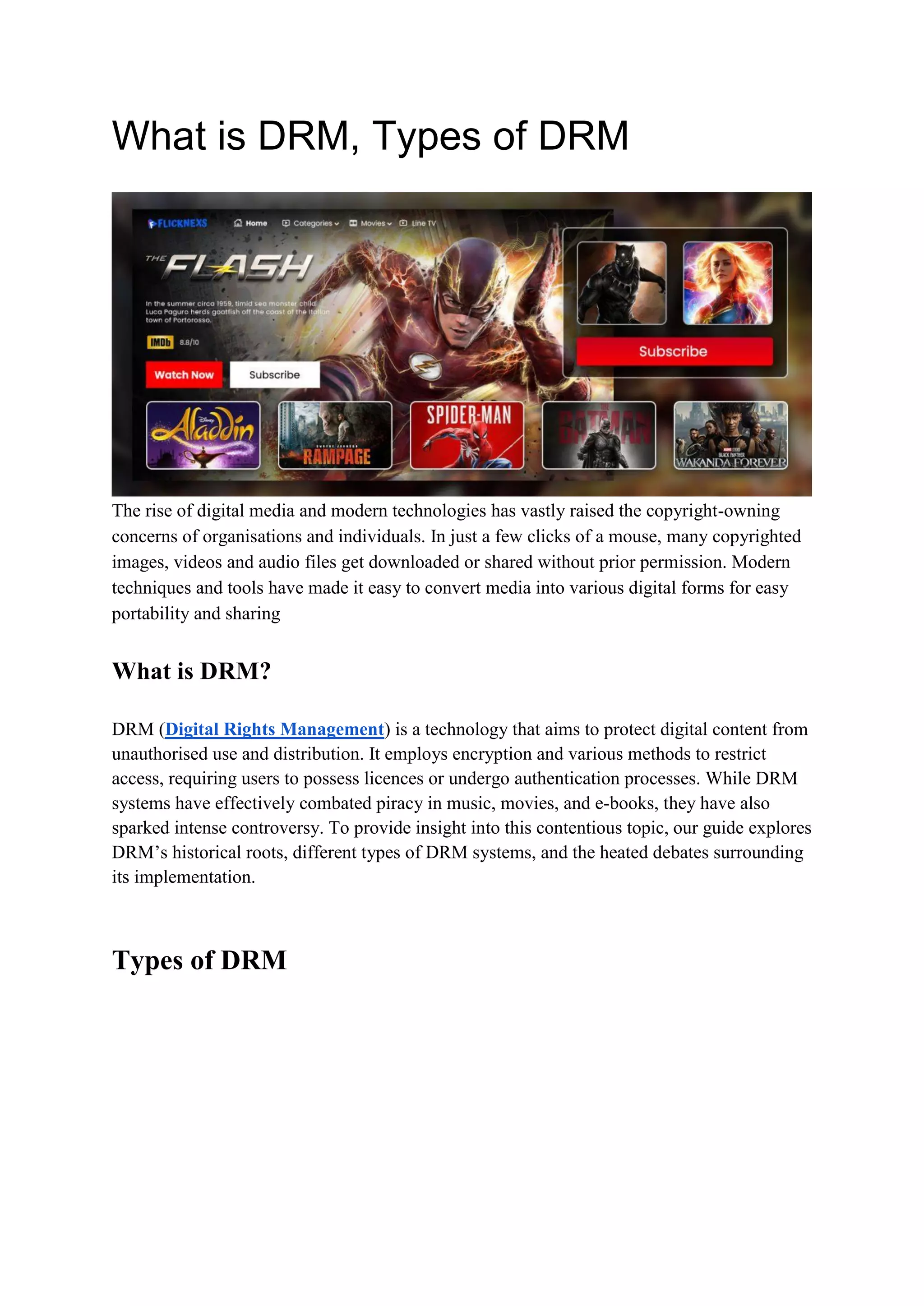 What is DRM, Types of DRM | PDF