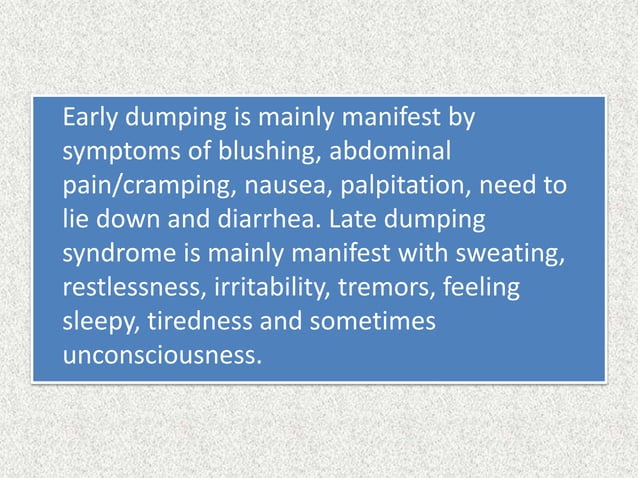 What is Dumping Syndrome? | PPTX | Digestive Disorders | Diseases and ...
