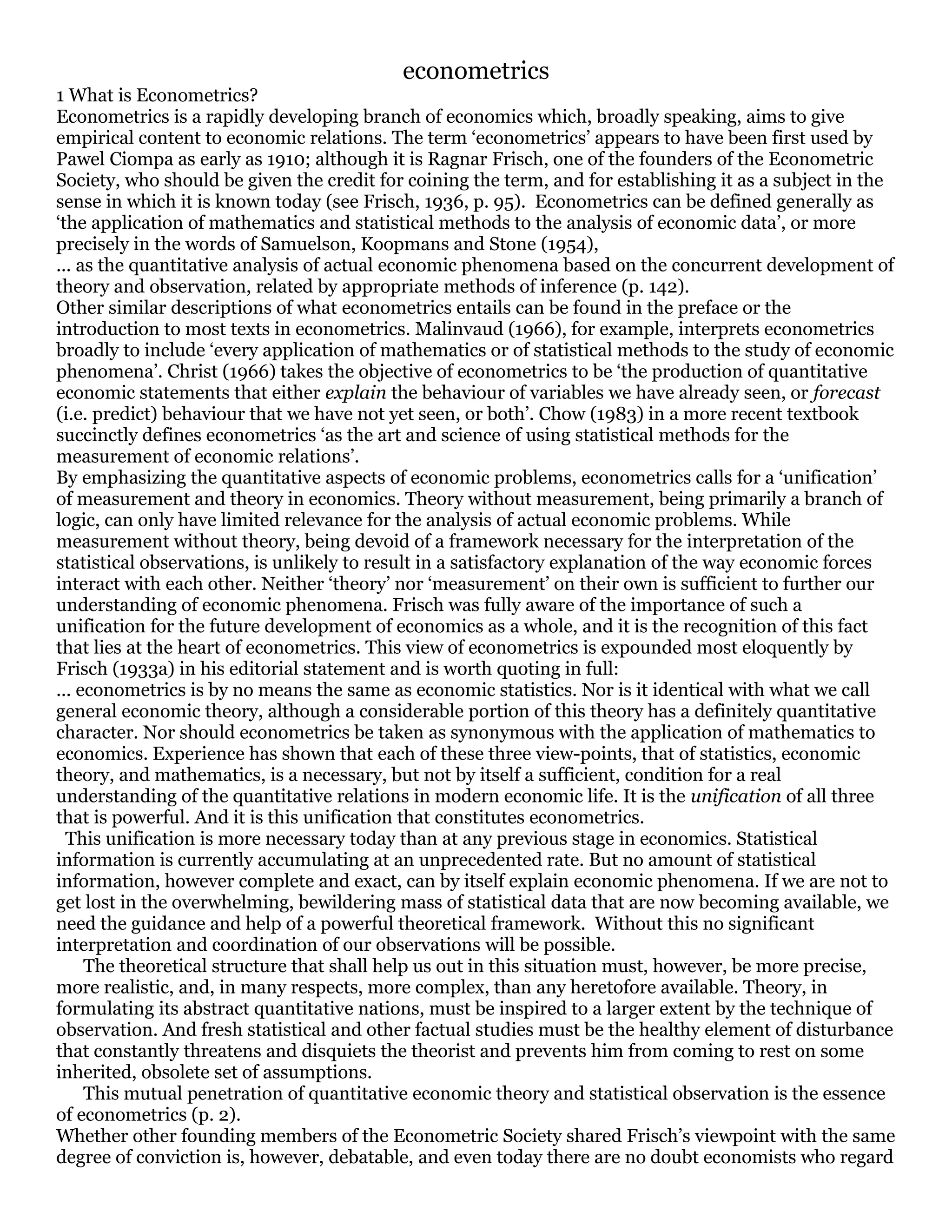 What is econometrics | DOC