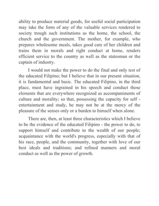 What is educated filipino by francisco benitez | PDF