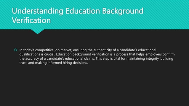 What is Education Background Verification? | PPT