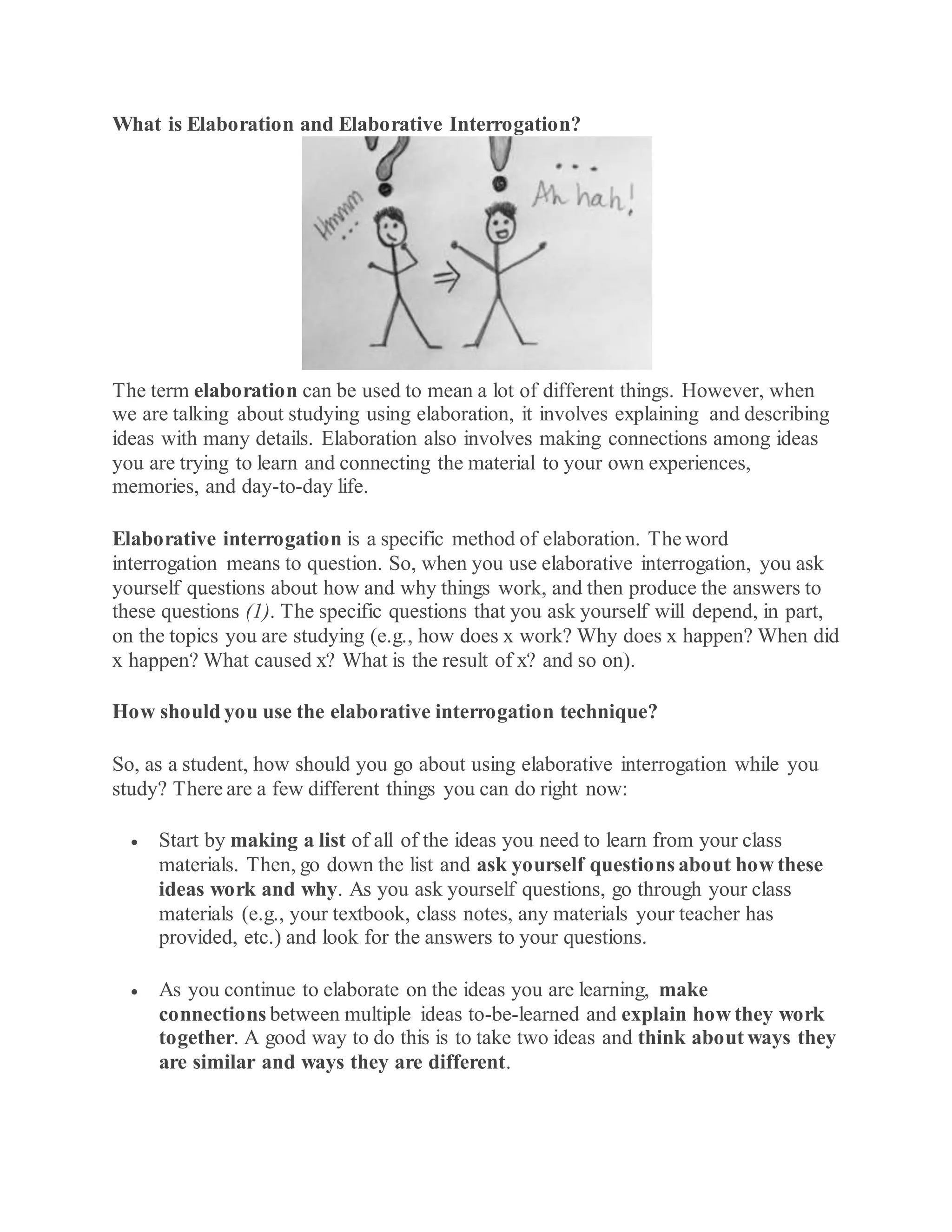 What is elaboration and elaborative interrogation | PDF