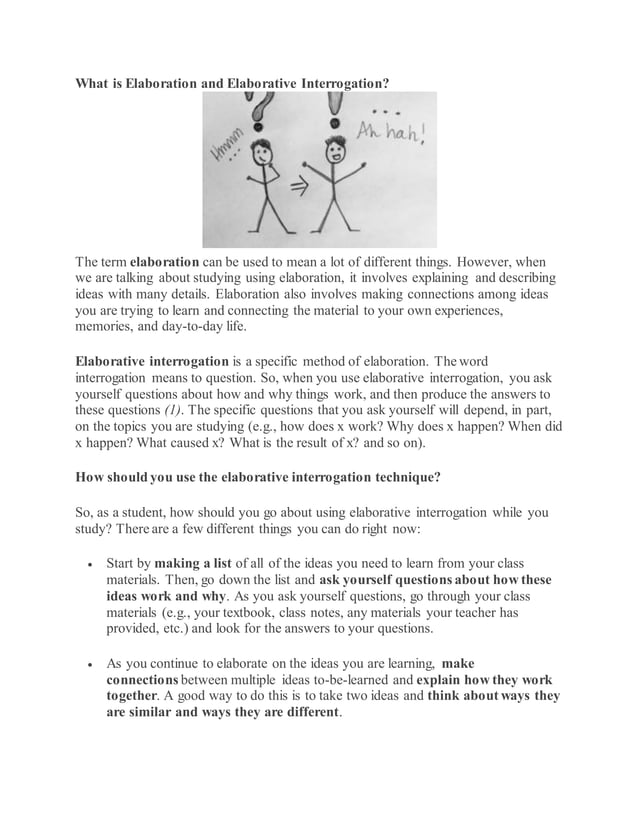 What is elaboration and elaborative interrogation | PDF