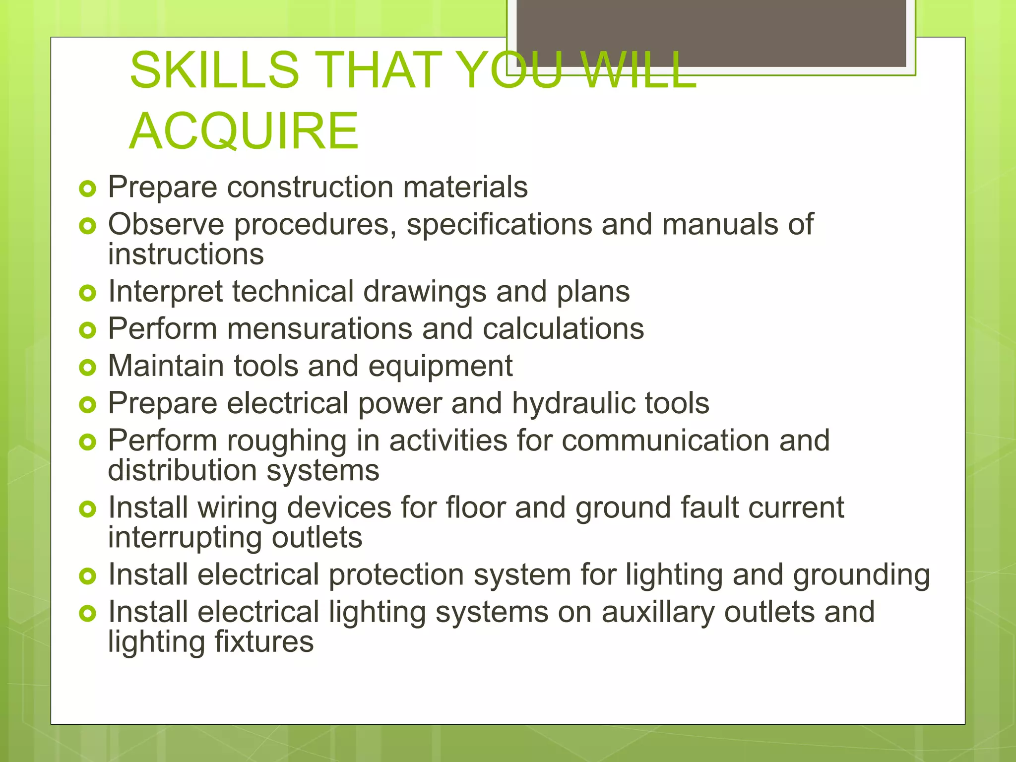 What is electrical installation and maintenance | PPTX