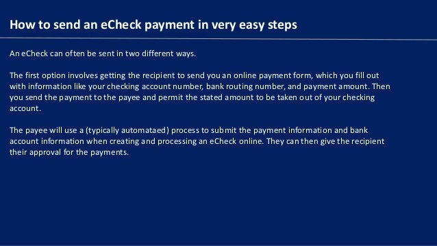 What is Electronic Check Payment: Thigs You should know!! | PPT