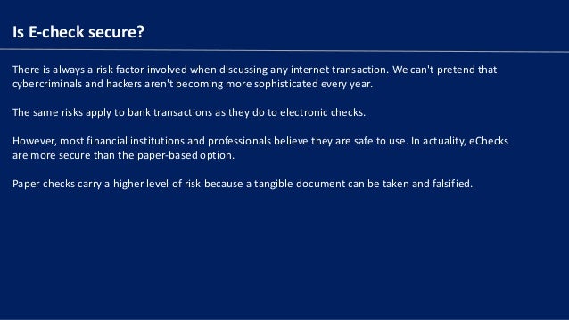 What is Electronic Check Payment: Thigs You should know!! | PPT