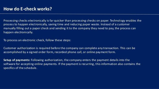 What is Electronic Check Payment: Thigs You should know!! | PPT
