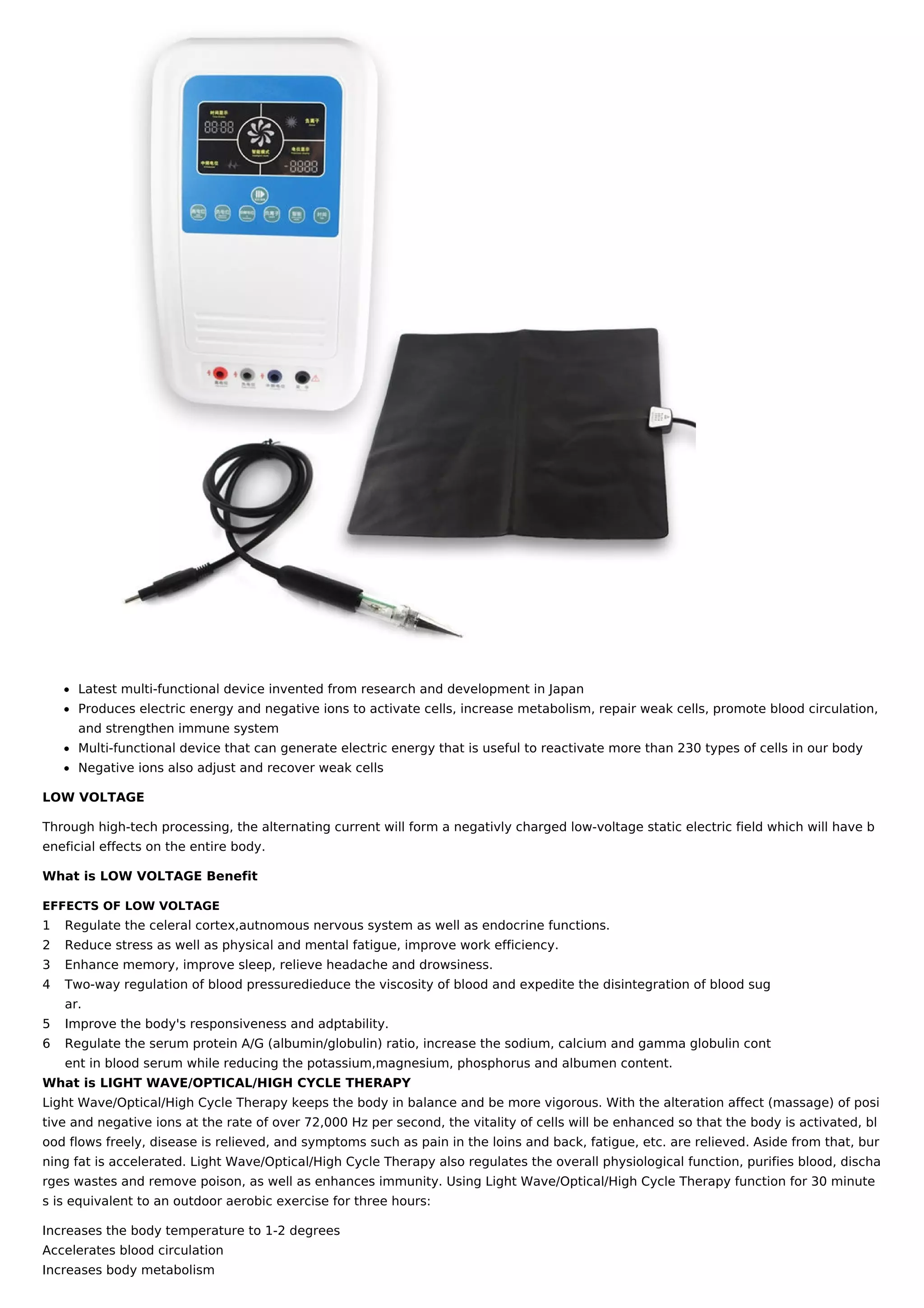 What is electrostatic high potential therapy and price | PDF