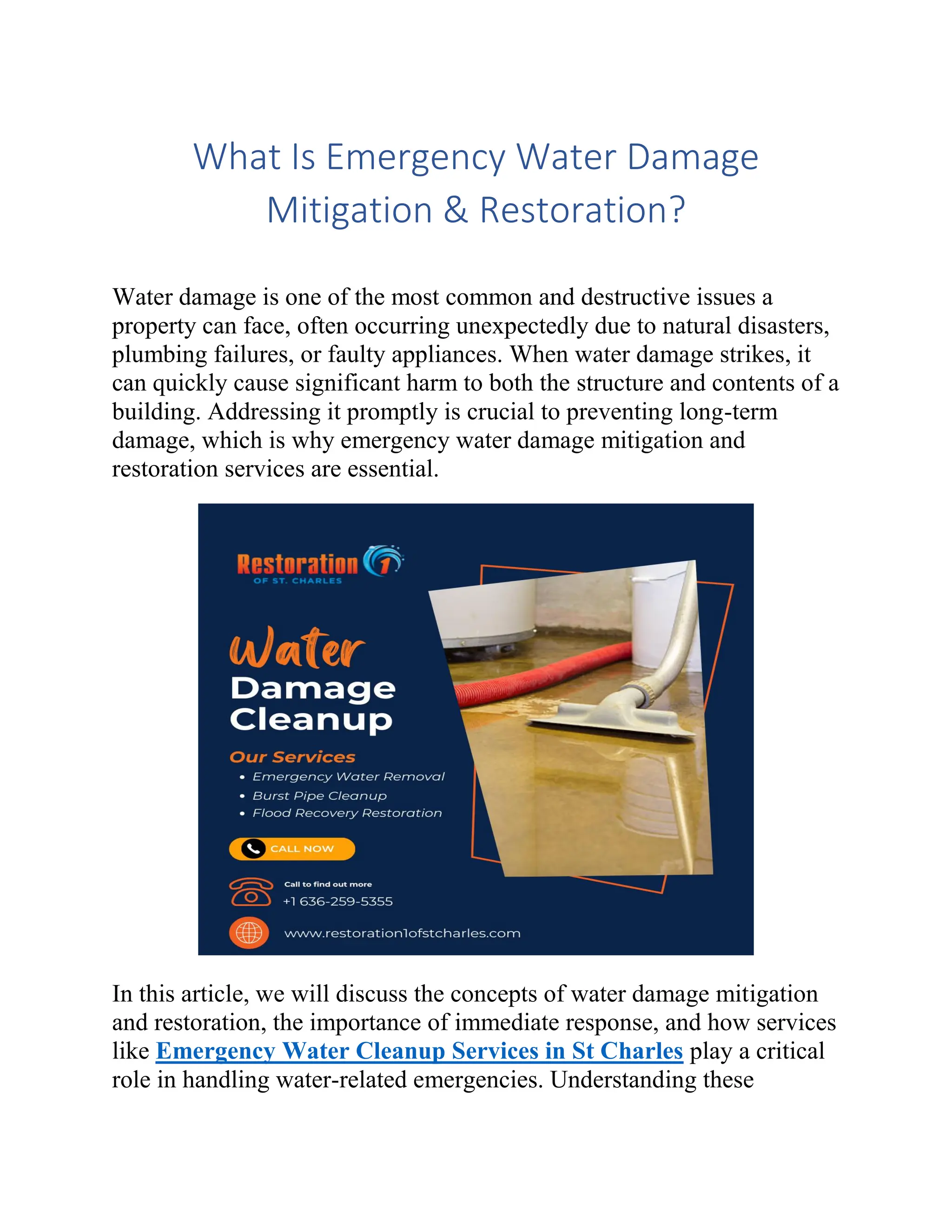 What Is Emergency Water Damage Mitigation & Restoration? | PDF
