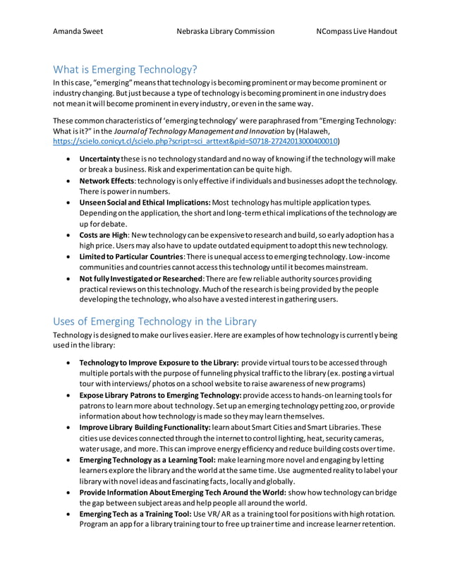 What is Emerging Technology? Handout | DOCX
