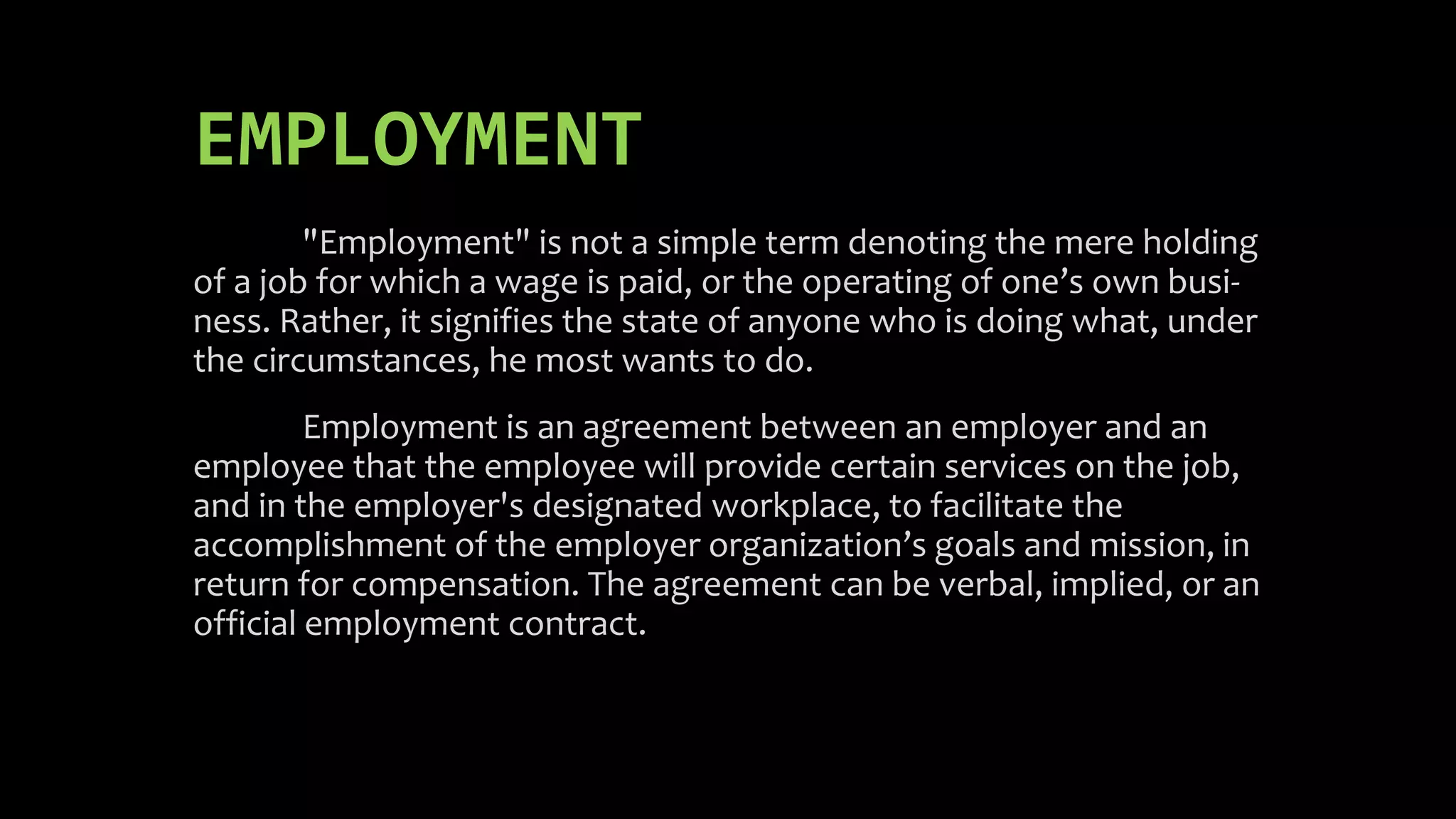 Employment and Underemployment | PPTX