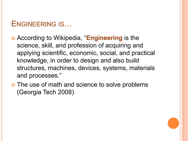 What is Engineering? Presentation | PPTX | Civil Engineering Industry | Industries