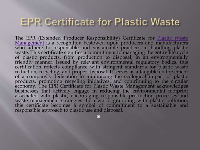 What is EPR Certificate? | PPTX