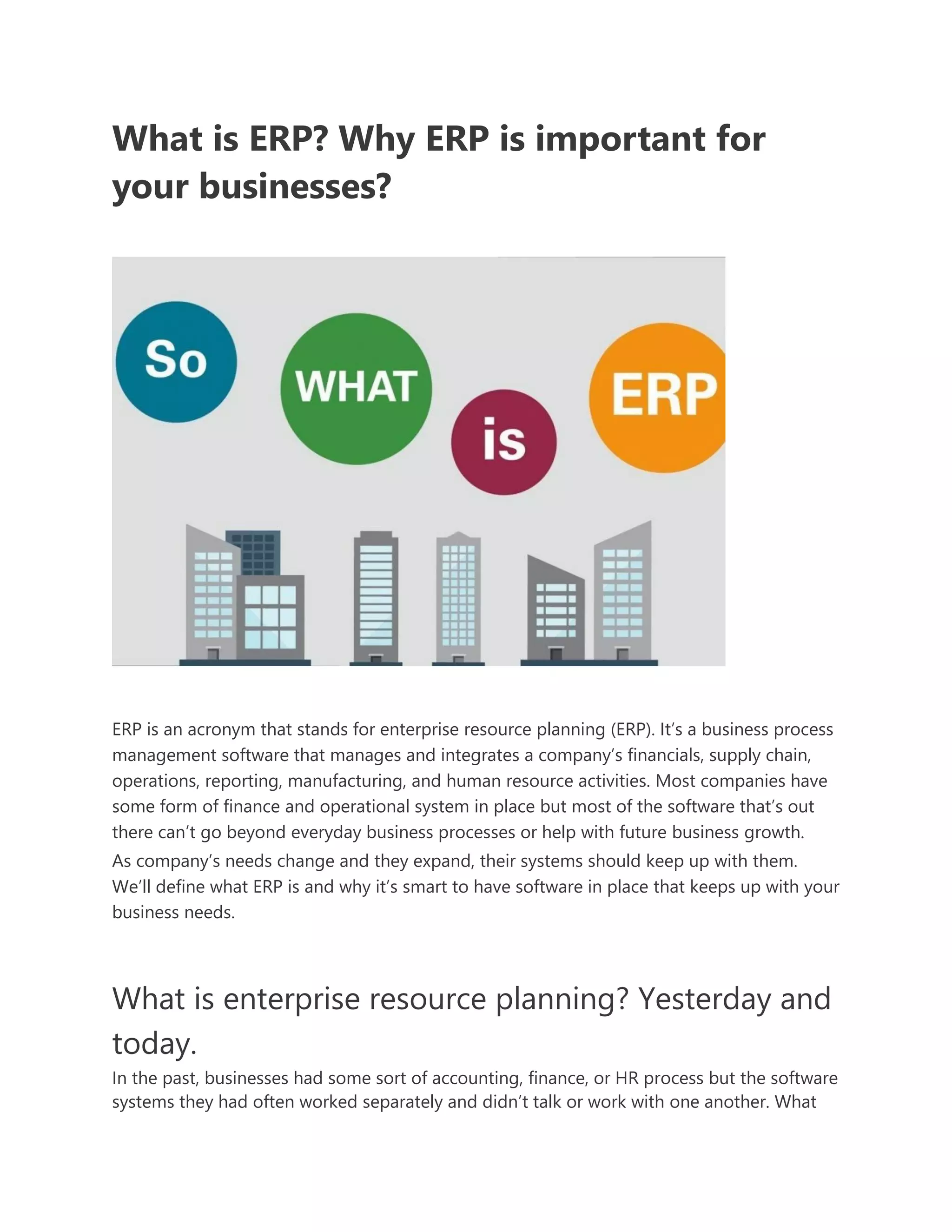 What is ERP? Why ERP is important for your businesses? | PDF