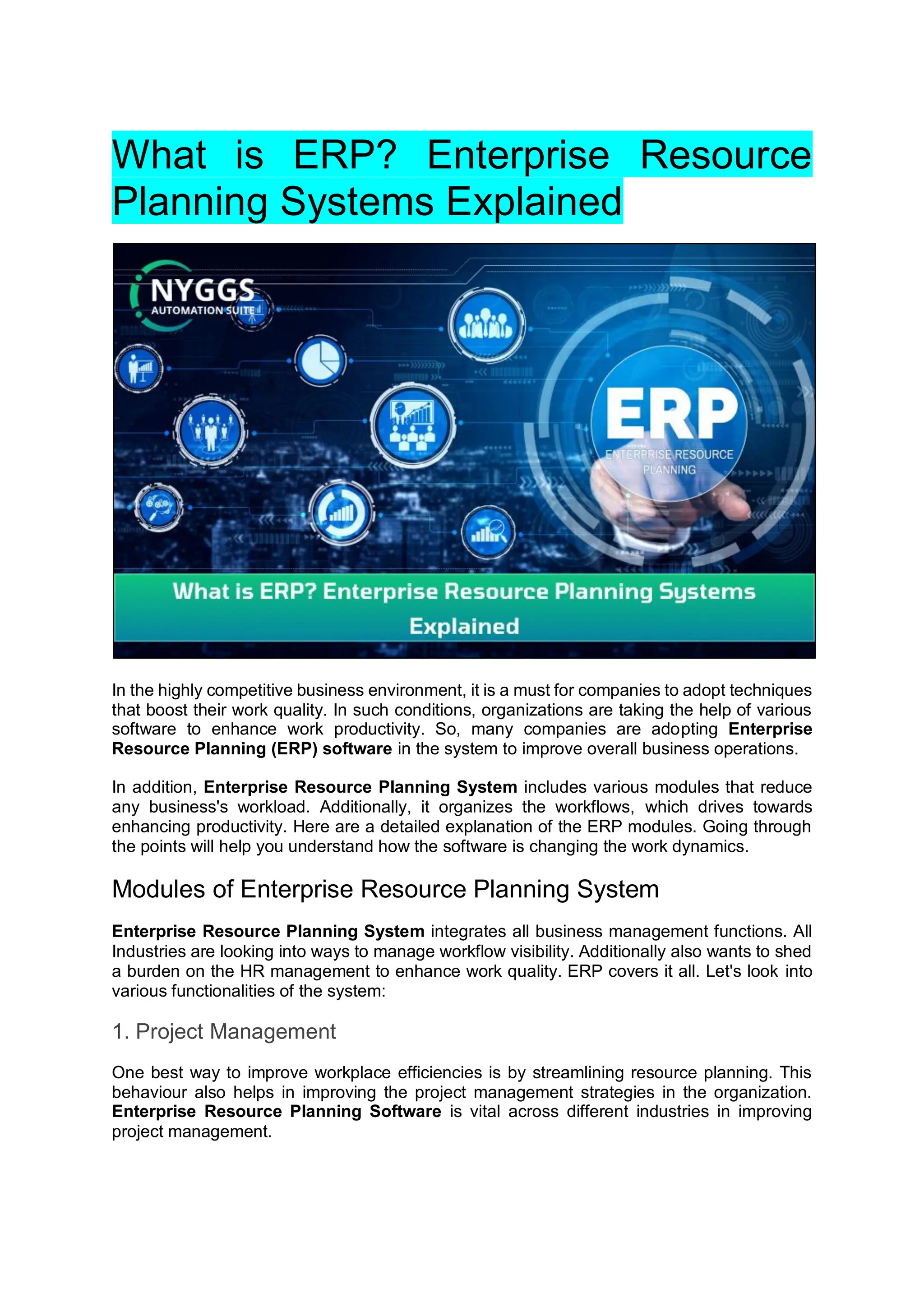 Enterprise Resource Planning System in Telangana | PDF