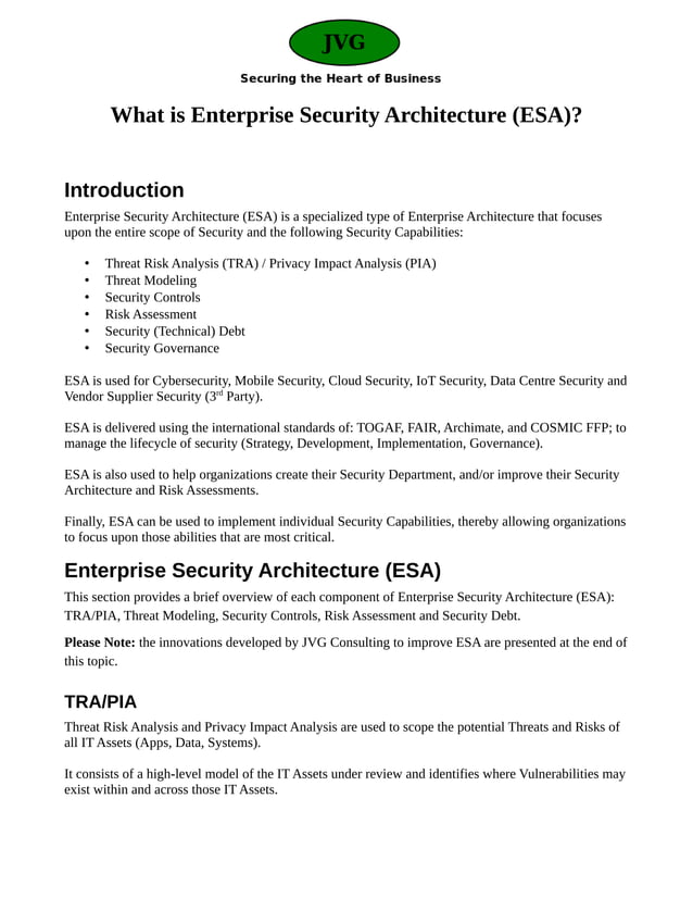 What is Enterprise Security Architecture (ESA)? | PDF