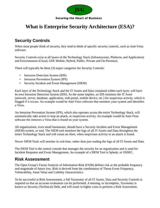 What is Enterprise Security Architecture (ESA)? | PDF