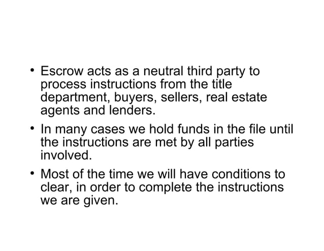 What Is Escrow | PPT | Home Financing | Personal Debt