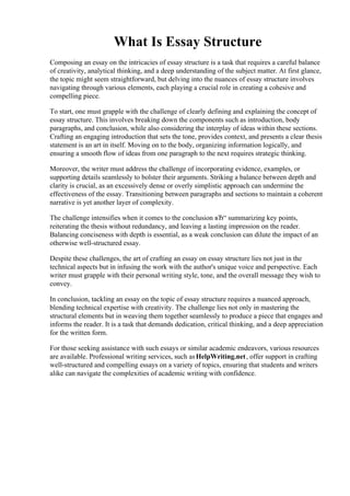 What Is Essay Structure. Essay Structure | PDF