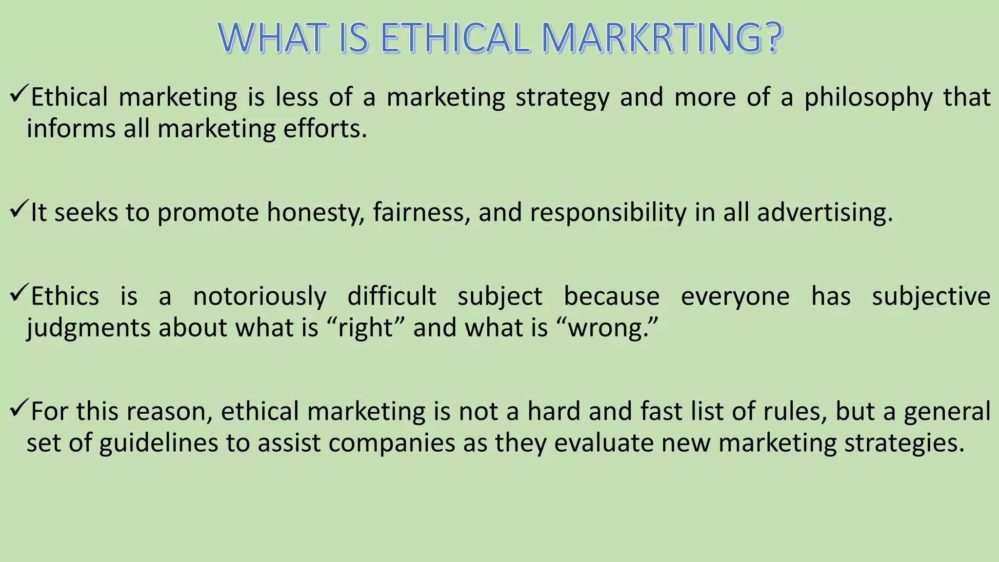 WHAT IS ETHICS IN MARKETING BY KARTIK PARASHAR | PPTX