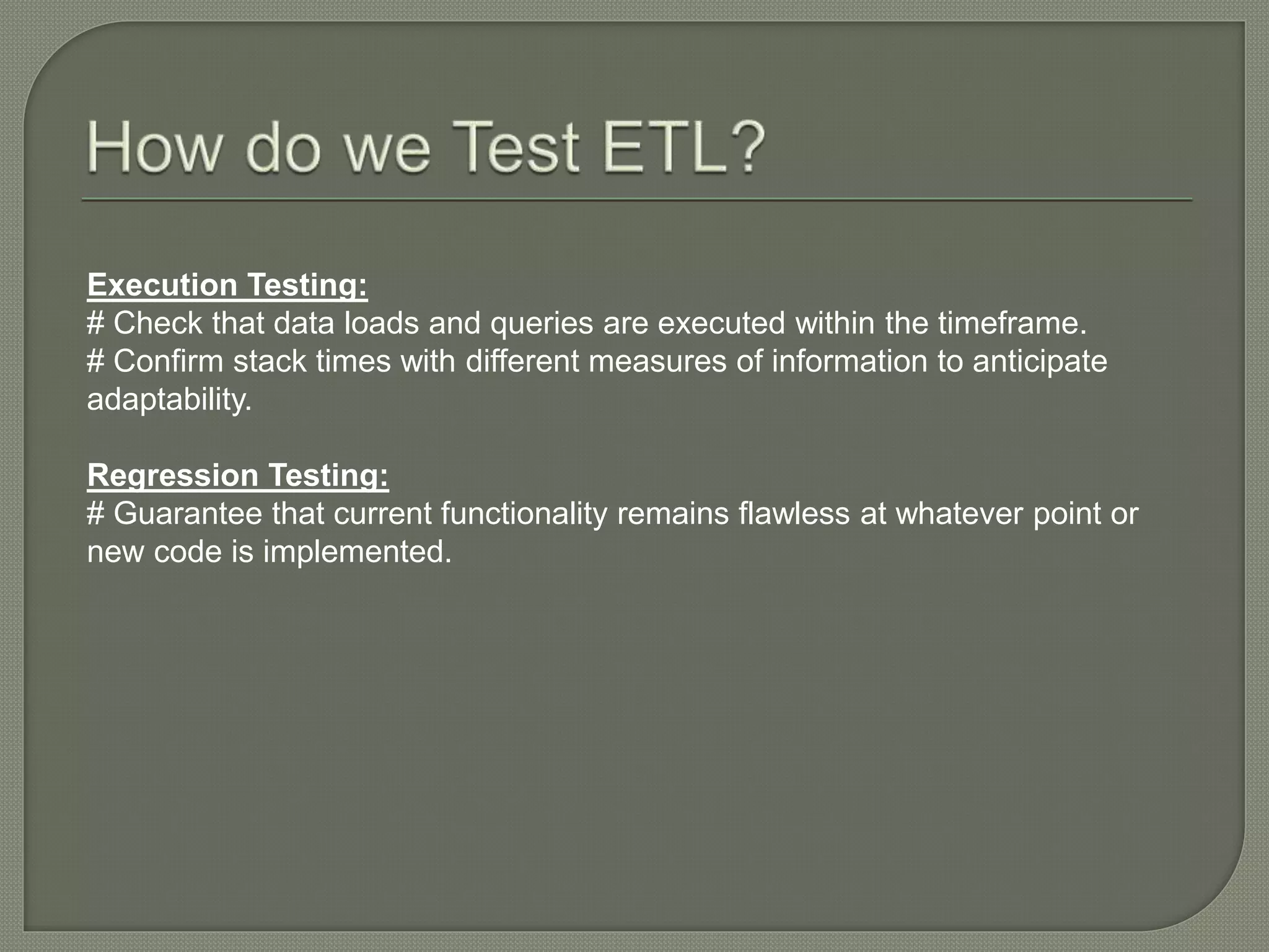 What is ETL testing & how to enforce it in Data Wharehouse | PPTX