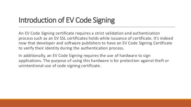 What is EV Code Signing Certificate?
