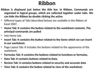 What is Excel and introduction excel training | PPTX