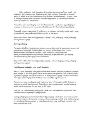 What is export packaging ? | DOC