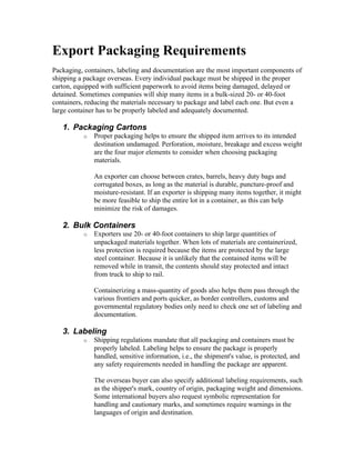 What is export packaging ? | DOC