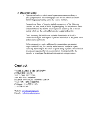 What is export packaging ? | DOC