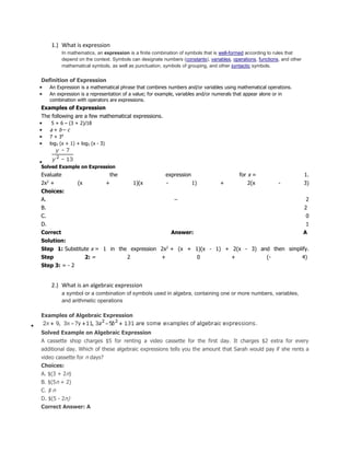 What is expression | DOCX | Programming Languages | Computing
