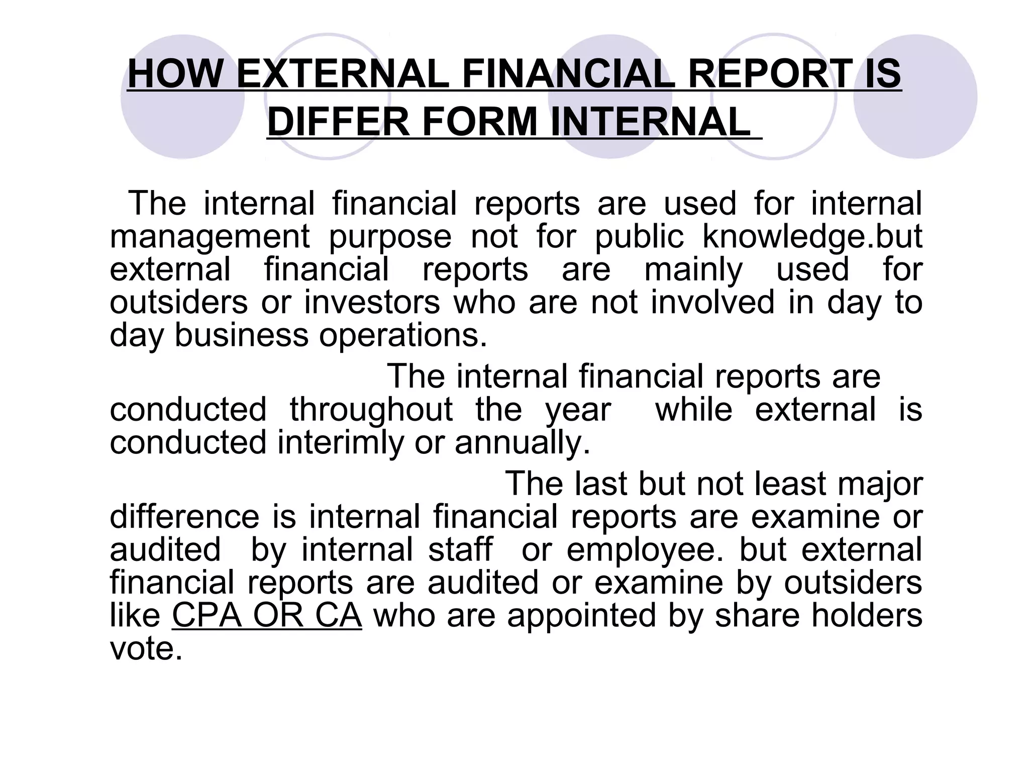 What is external financial report | PPT