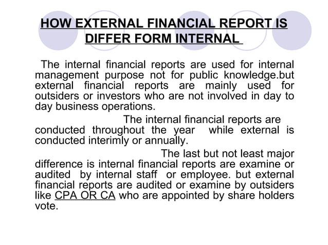 What is external financial report | PPT