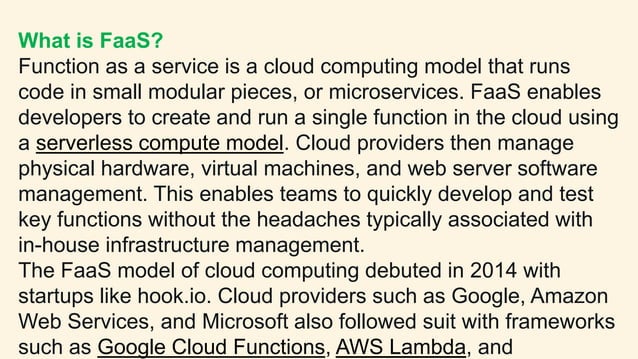 What is FAAS Function as a service Explained | PPT
