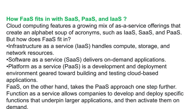 What is FAAS Function as a service Explained | PPTX | Cloud Computing ...