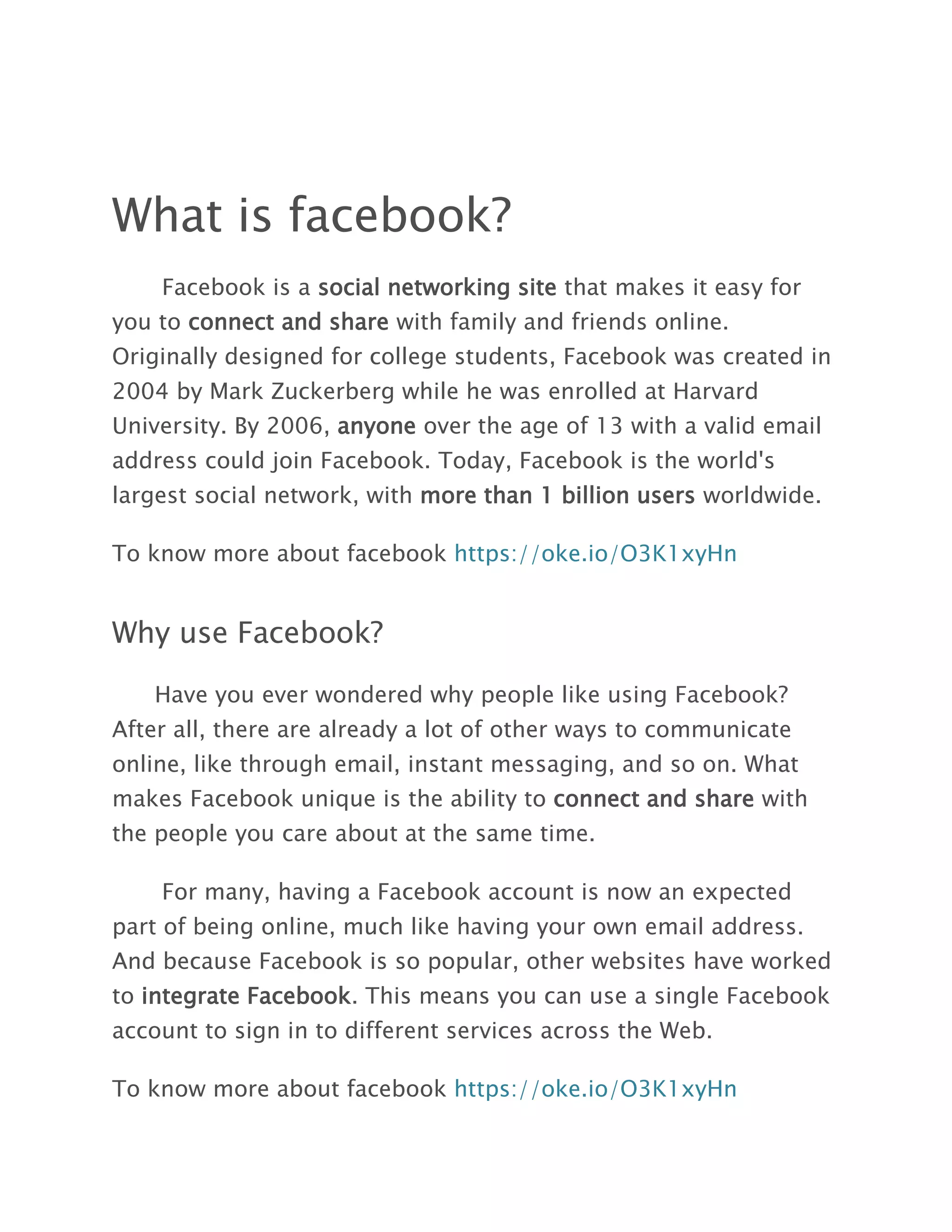 What is facebook | PDF