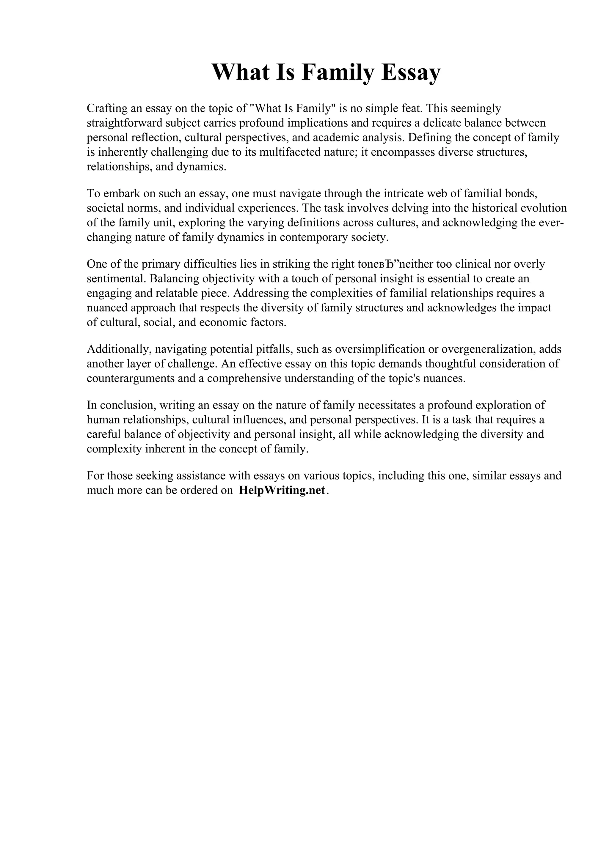 What Is Family Essay | PDF