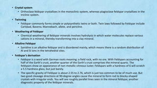 Uses, Structure, and Types of Feldspar | PPTX | Geology | Science