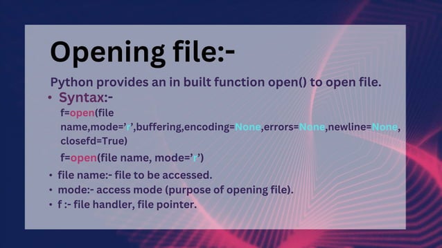 File handling & basic operation on file in python | PPTX