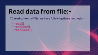 File handling & basic operation on file in python | PPTX