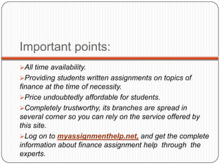 What is finance learn with myassignment help | PPTX