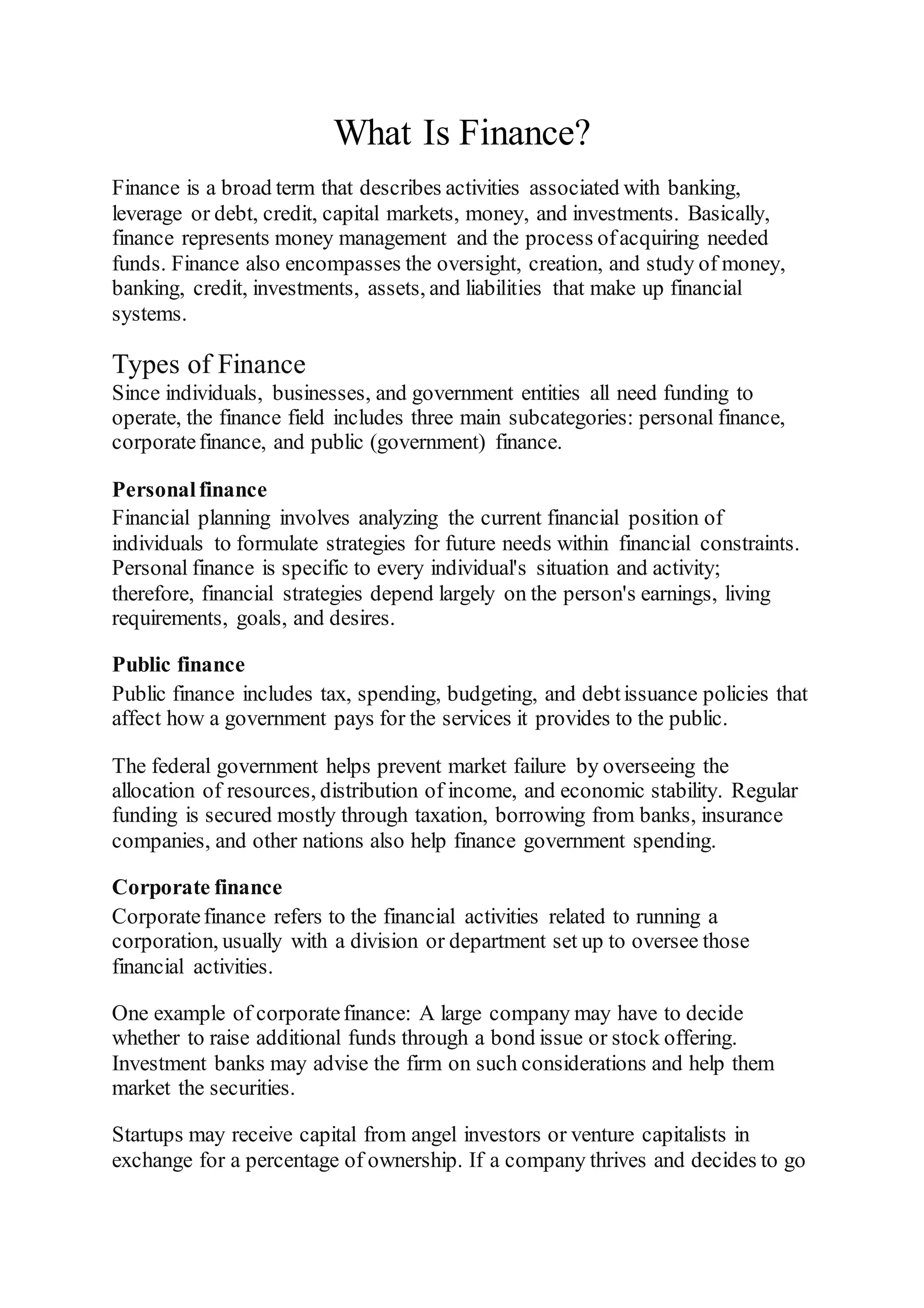 What is finance | DOCX