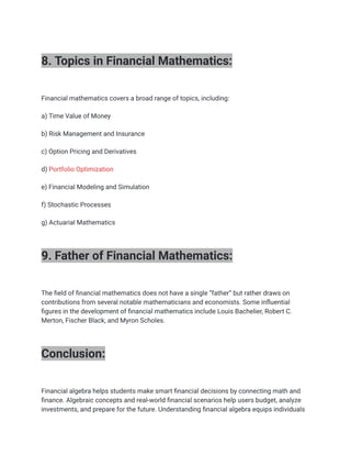 What is financial algebra? Fully Updated with 15 Question | PDF