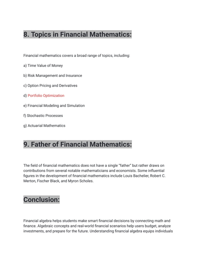 What is financial algebra? Fully Updated with 15 Question | PDF