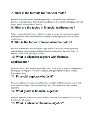 What is financial algebra? Fully Updated with 15 Question | PDF