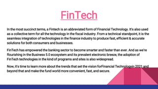 What is FinTech- Technology in Finance | PPTX
