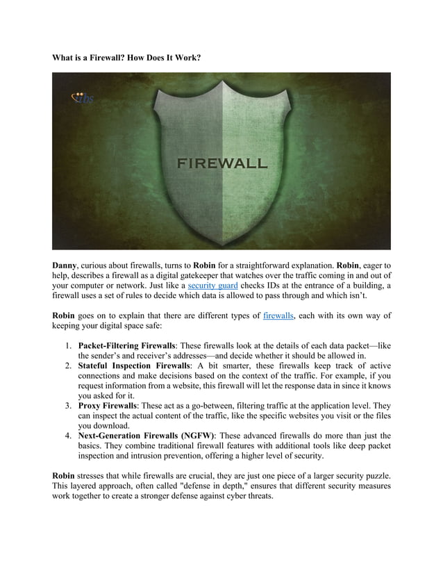 What is firewall how it works? Read more | PDF