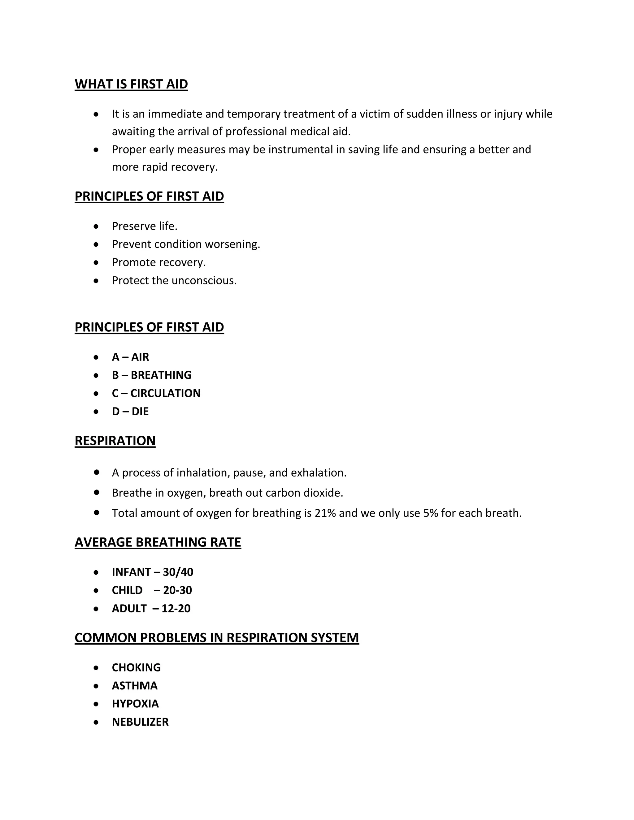 first aid description | DOCX