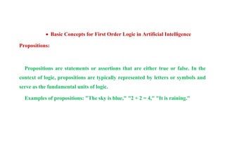 What is First Order Logic in AI or FOL in AI.docx | Programming Languages | Computing