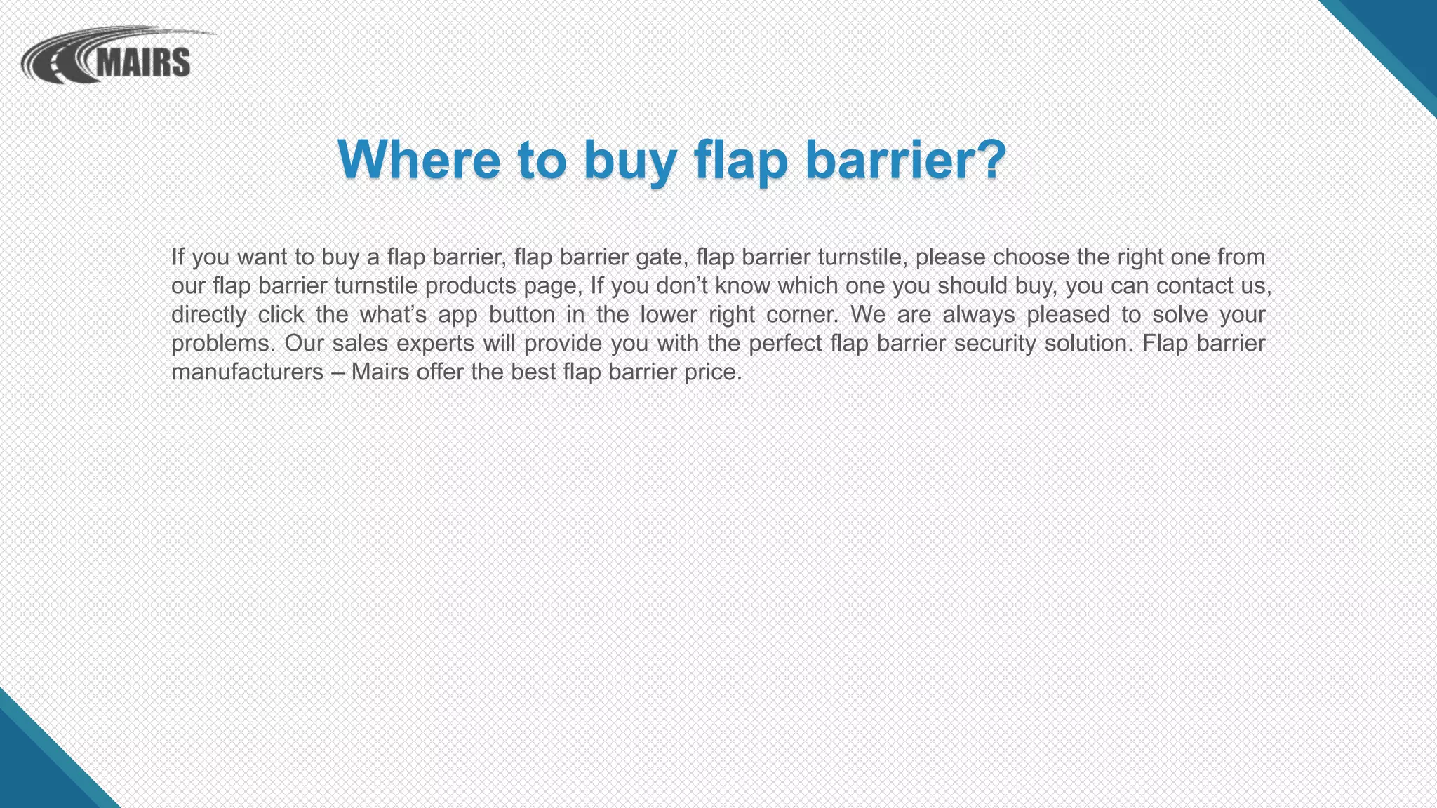 What is flap barrier - Mairsturnstile.com